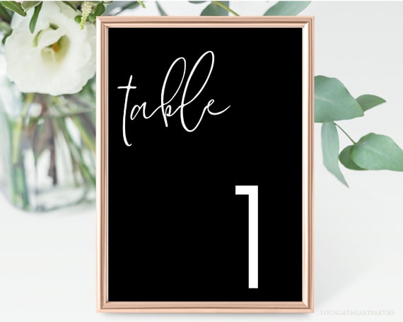 Modern Minimalist Table Numbers Template, Printable Wedding Table ...