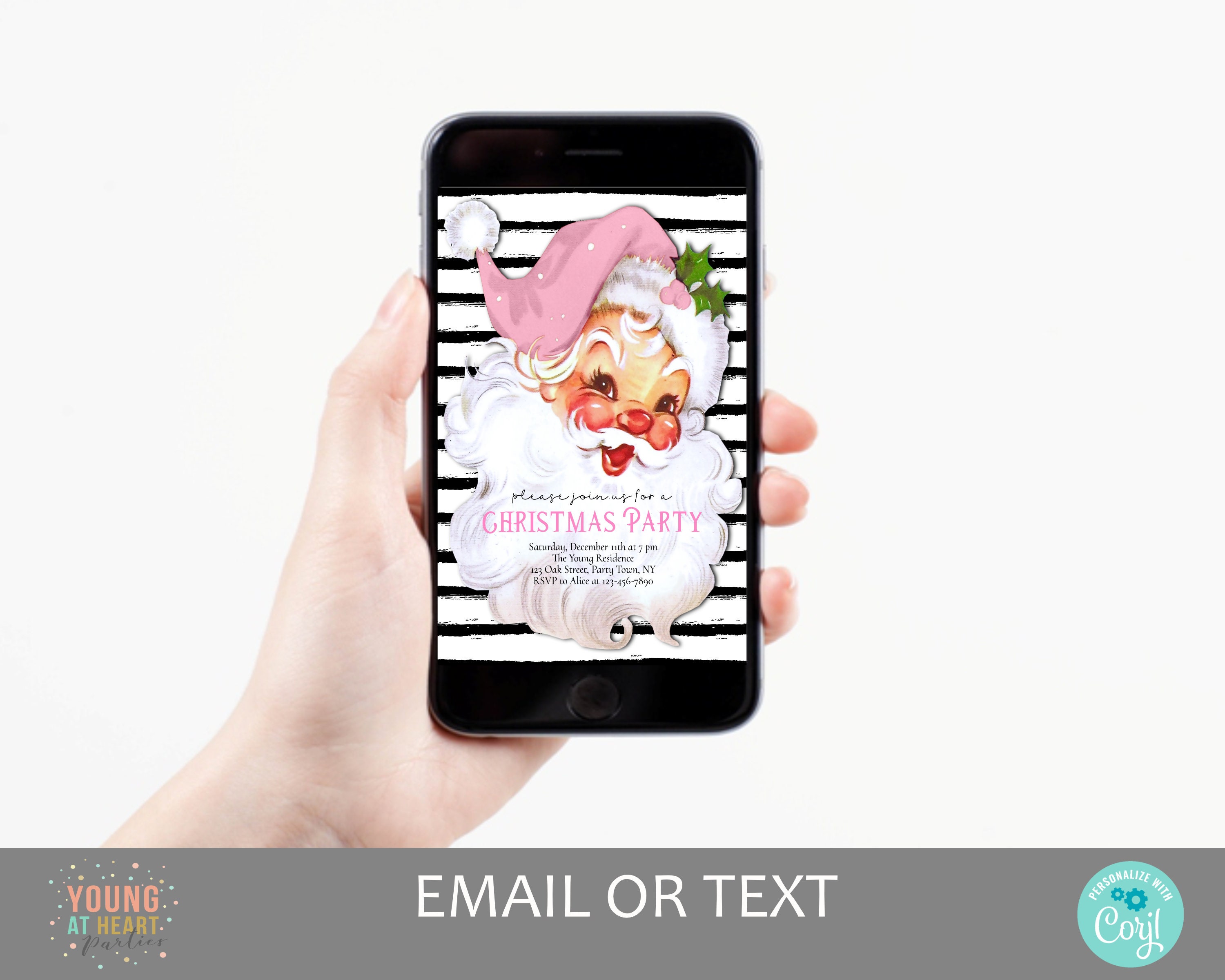 Pink Christmas Invitation Christmas Party Invitation - Etsy