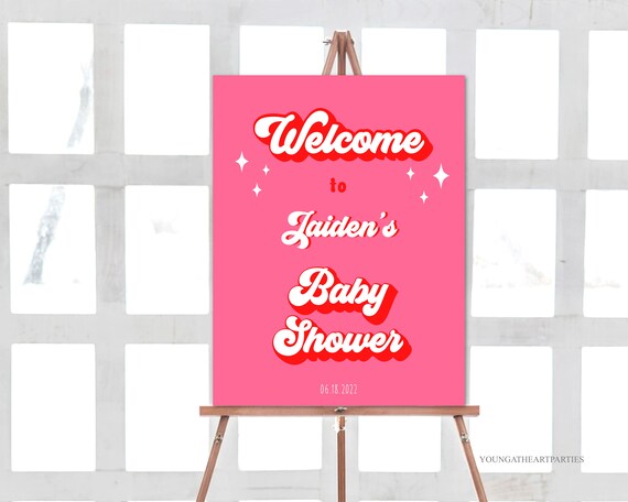 70s Retro Baby Shower Welcome Sign, Disco Baby Shower Welcome Poster ...