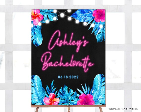 Tropical Neon Bachelorette Welcome Sign Template, Printable Neon ...