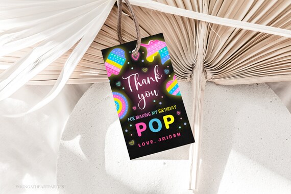 EDITABLE Pop It Birthday Party Favor Tag Label Pop It Party Favor Tag ...