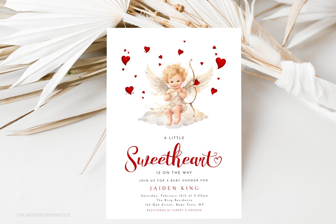 Little Cupid Baby Shower Invitation, Valentines Baby Shower Invitation ...