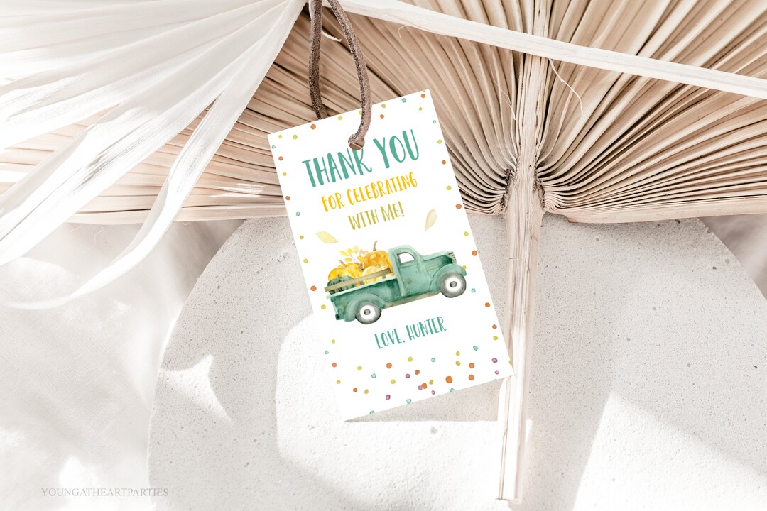 Pumpkin Favor Tag Template, Pumpkin Truck Thank You Tags, Fall Pumpkin ...