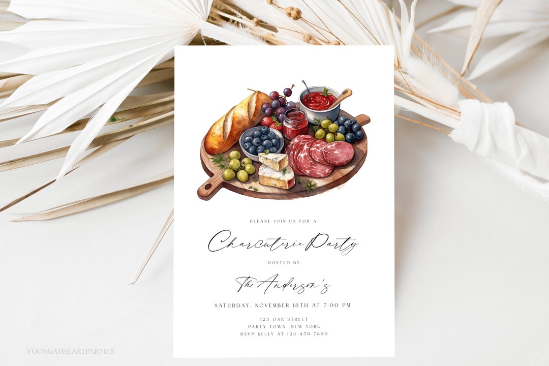 Editable Charcuterie Party Invitation, Wine and Cheese Party Template ...