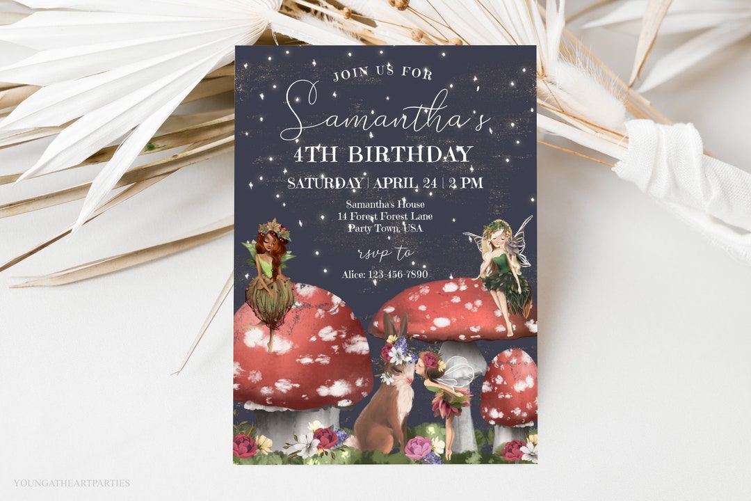 Enchanted Forest Birthday Invitation, Woodland Fairy Birthday, Rustic ...
