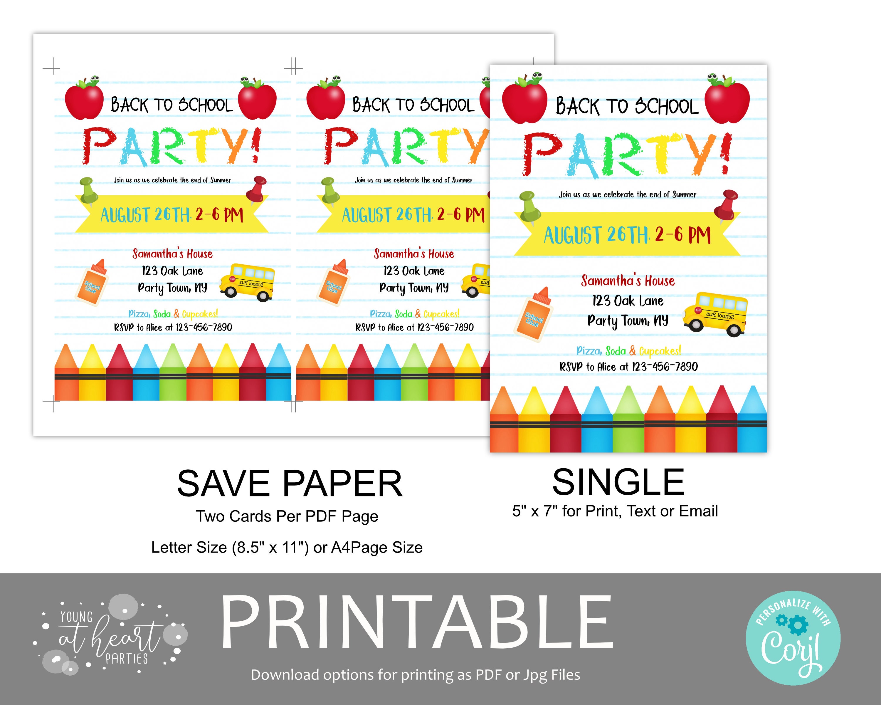 Back to School Party Invitation Template Editable End of - Etsy