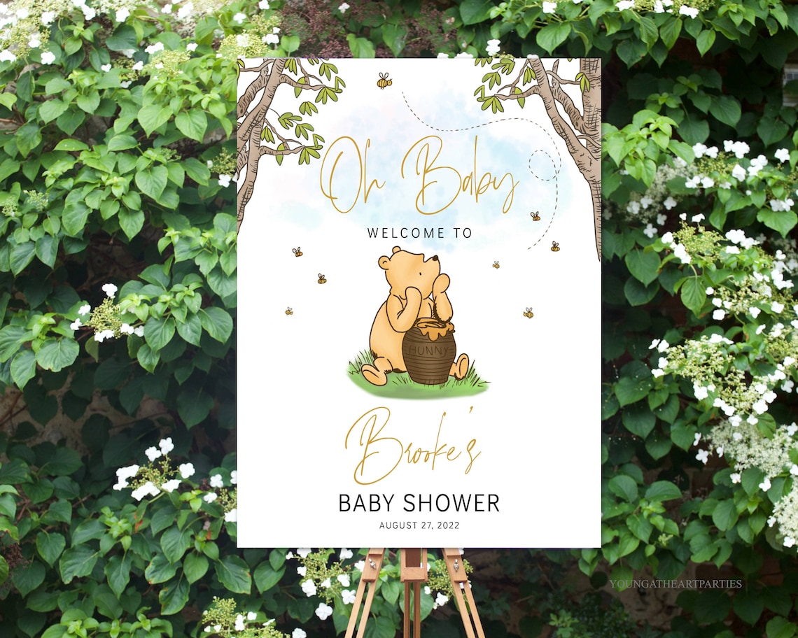 Classic Winnie the Pooh Baby Shower Welcome Sign Template - Etsy Canada