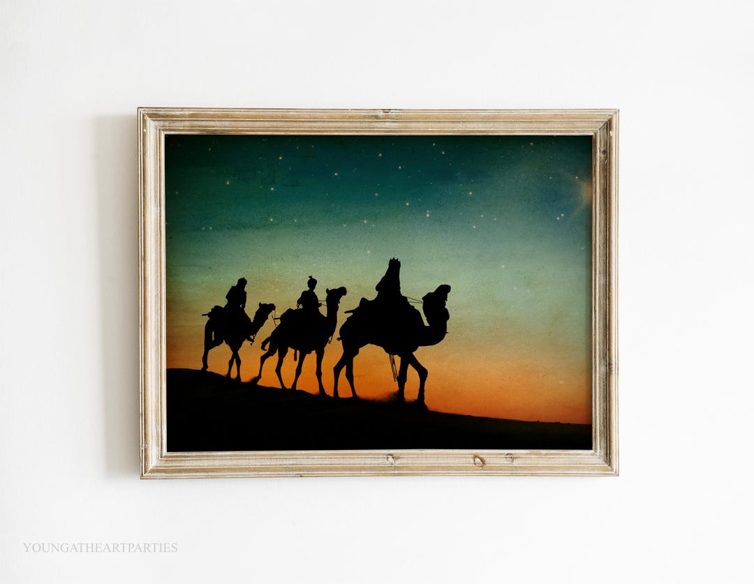 The Three Wise Men Art Print, Nativity Christmas Wall Art, Christmas Digital Art Print ...