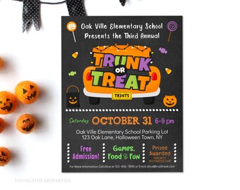 Trunk or Treat Flyer, Halloween Flyer, Halloween Trunk or Treat ...