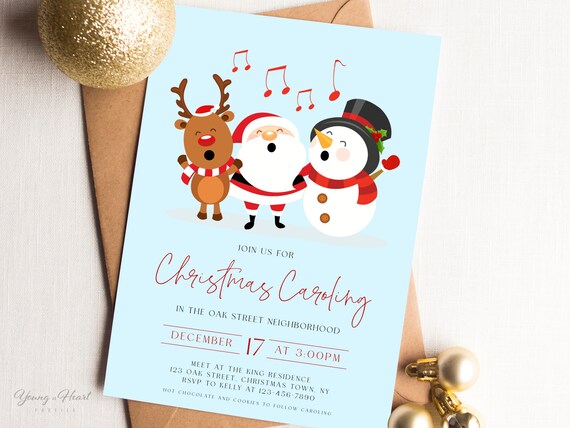 Editable Christmas Caroling Invitation, Neighborhood Christmas Caroling ...