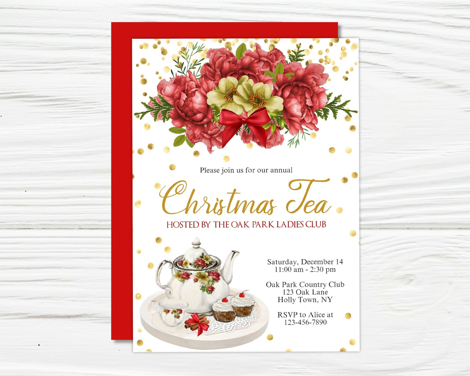 Christmas Tea Party Invitation Holiday Tea Party Invitation - Etsy Canada