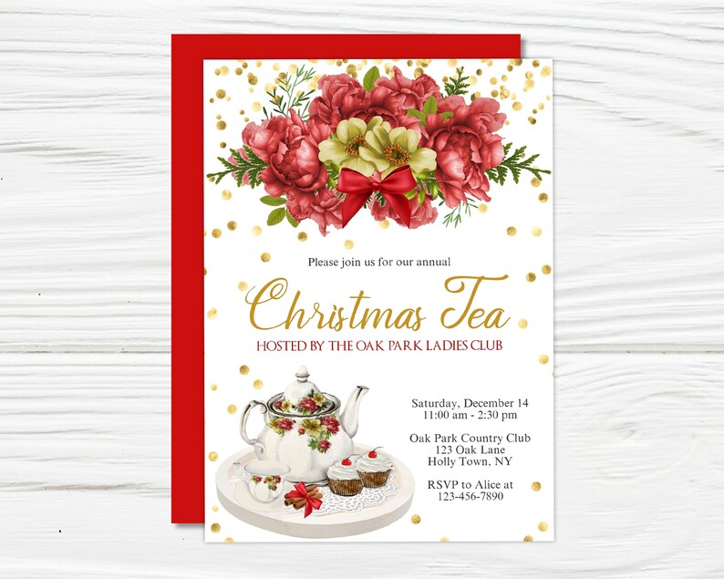 Christmas Tea Party Invitation Holiday Tea Party Invitation - Etsy Canada