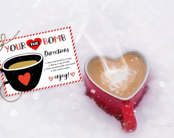 Hot Cocoa Bomb Tags You Are the Bomb Valentine Tag Valentine - Etsy