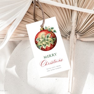 Editable Retro Christmas Gift Tag Christmas Holiday Favor Tags Merry ...