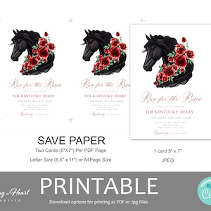 Elegant Run for the Roses Kentucky Derby Invitation Derby Horse Party ...