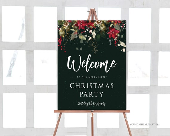 Christmas Welcome Sign Template, Editable Holiday Welcome Poster ...