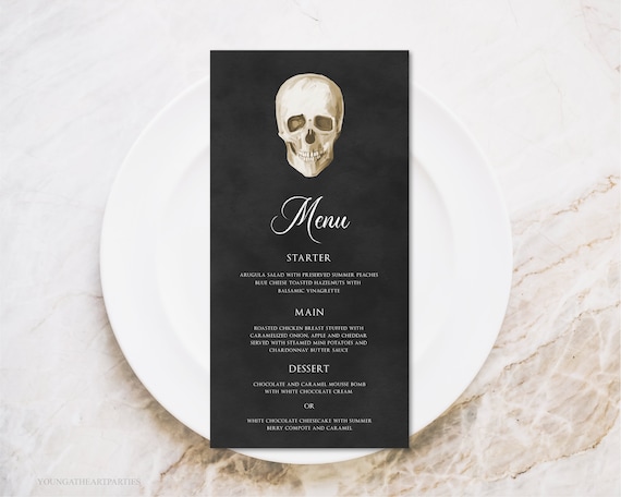 Editable Gothic Skull Halloween Menu Printable Spooky Dinner - Etsy