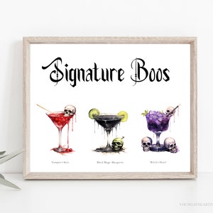 Custom Halloween Signature Boos Sign, Halloween Bar Menu Poster ...