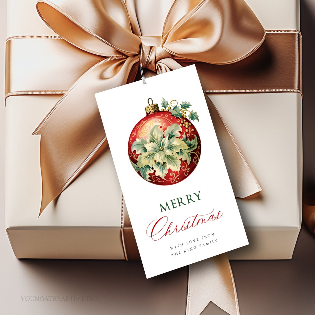 Editable Retro Christmas Gift Tag Christmas Holiday Favor Tags Merry ...
