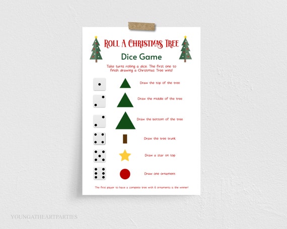 Roll A Christmas Tree Dice Game, Kids Christmas Dice Game, Kids ...