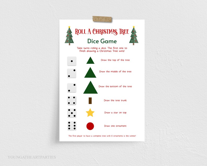 Roll A Christmas Tree Dice Game Kids Christmas Dice Game - Etsy