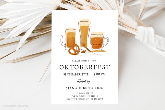 OKTOBERFEST Party Invitation Template, Editable Beer Pretzel ...