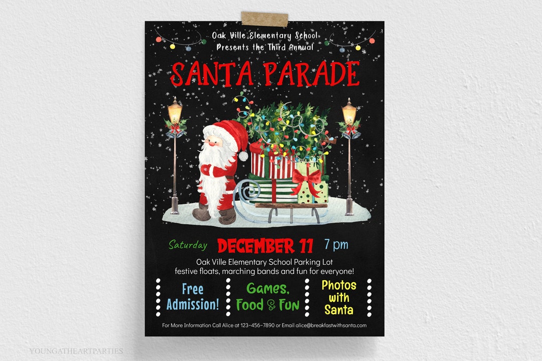 Editable Santa Claus Parade Flyer/poster, Printable Christmas ...