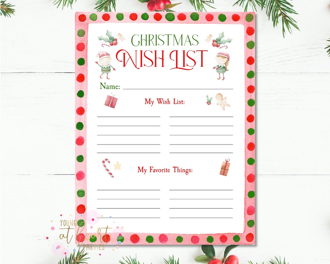 PRINTABLE Christmas Wish List Letter, Santa Claus Christmas Wish List ...