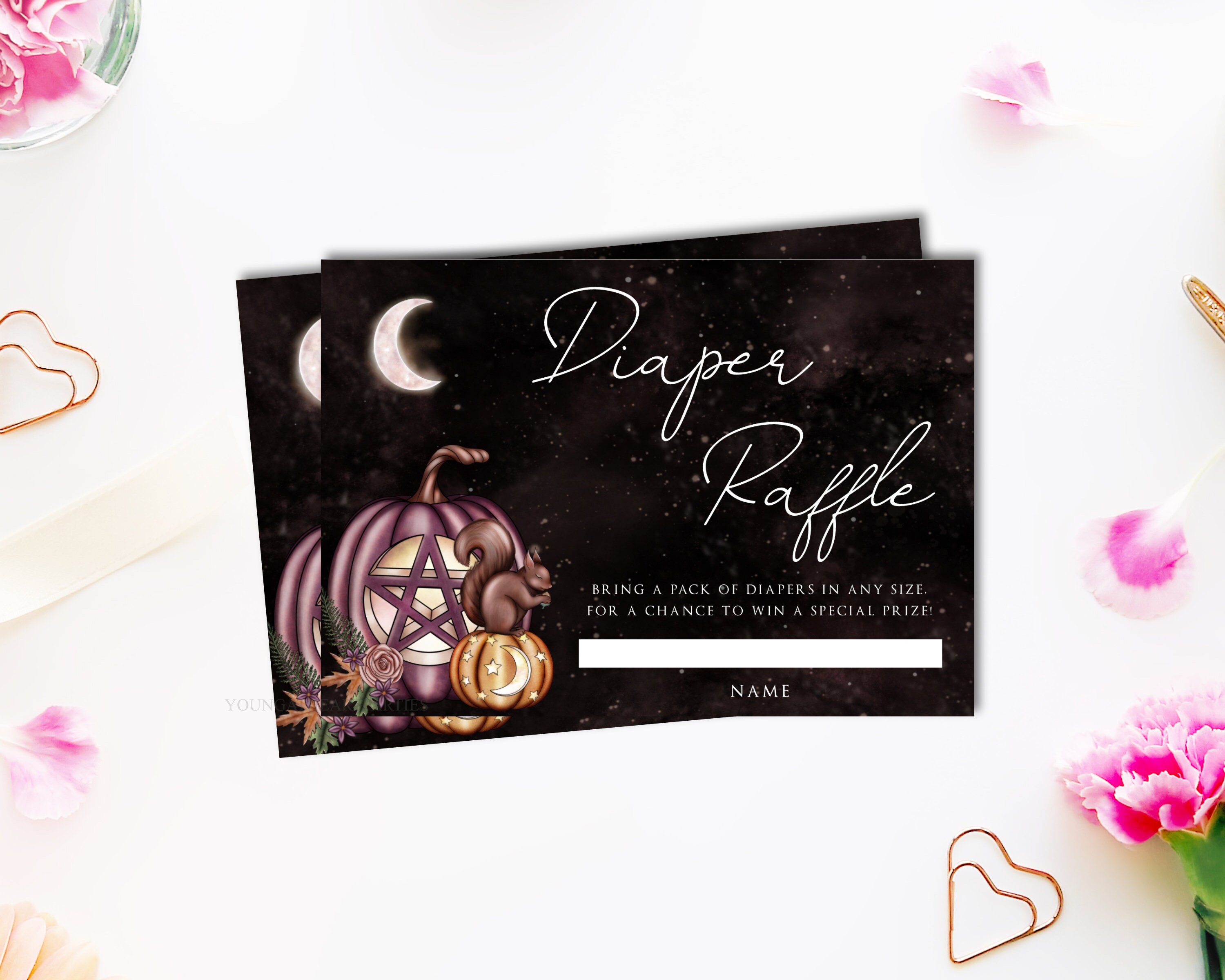 Halloween Baby Shower Diaper Raffle Sign Template Editable - Etsy