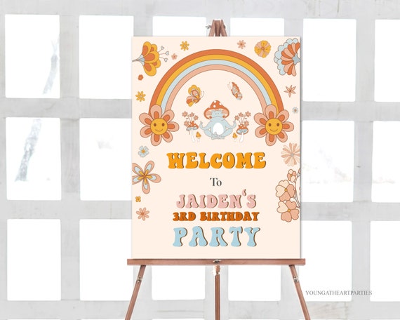 Peace Love Party Birthday Welcome Sign Template Editable - Etsy