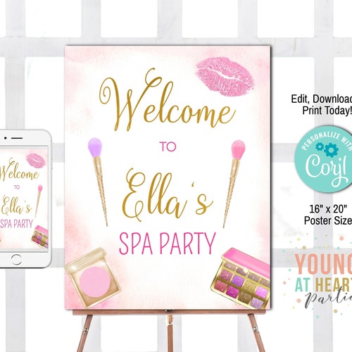 Makeup Birthday Glam Station Sign Spa Birthday Table Decor | Etsy