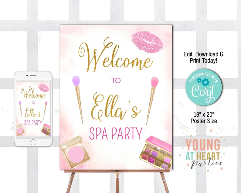 Spa Welcome Sign Makeup Party Sign Spa Birthday Party | Etsy Canada