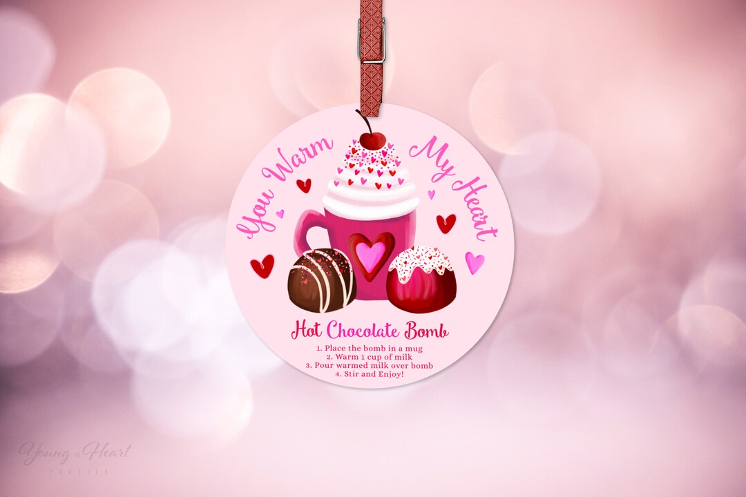 Editable Valentine's Day Hot Cocoa Bob Tags, Valentines Hot Chocolate ...