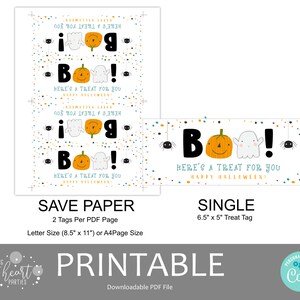 Cute Halloween Treat Bag Toppers, Boo Party Halloween Favors Bag Tag ...