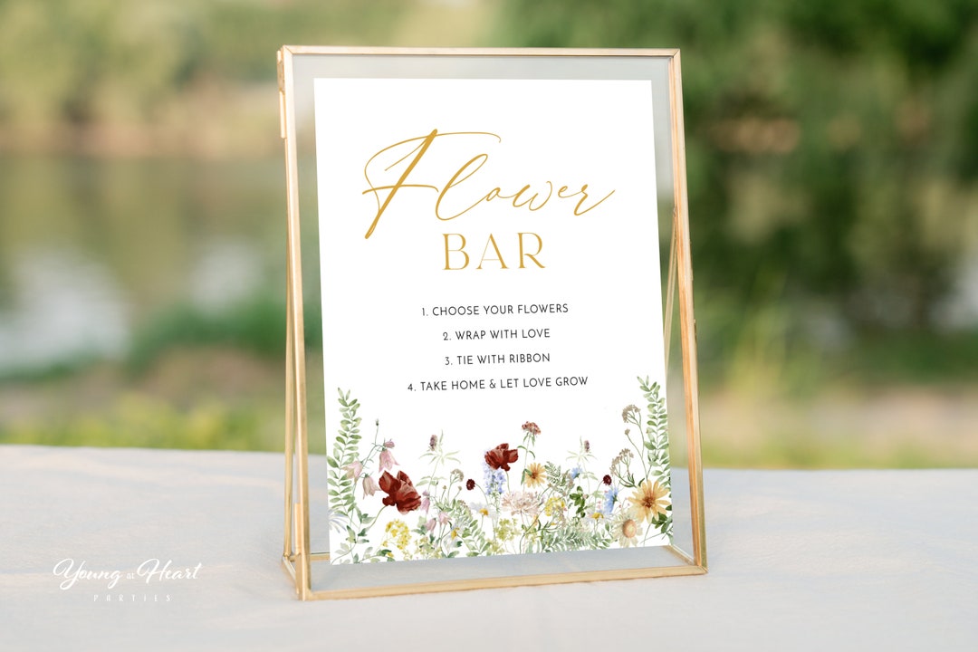 Botanical Wildflower Flower Bar Sign, Bouquet Bar Sign, Wildflowers ...