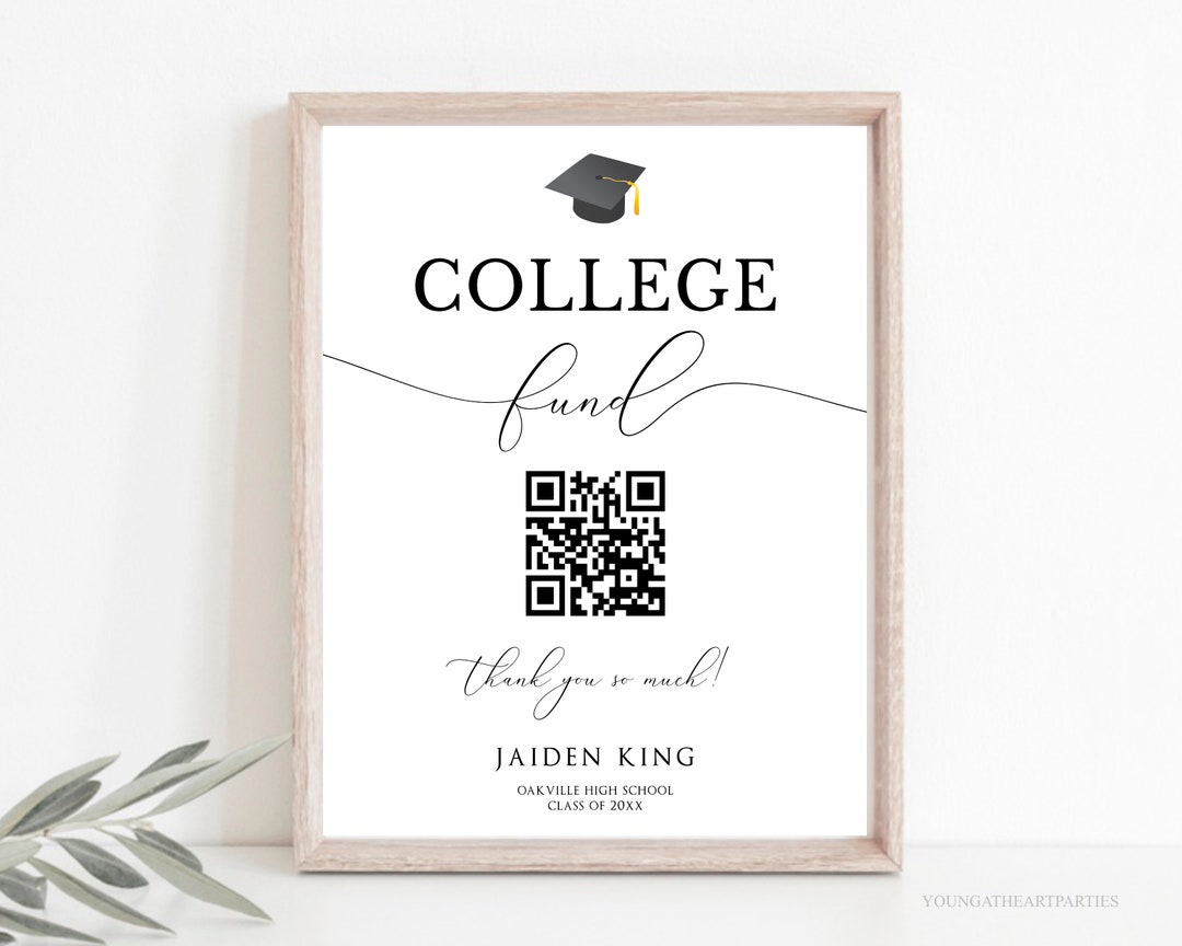 College Fund QR Code Sign Template, Venmo QR Code Modern College Fund ...