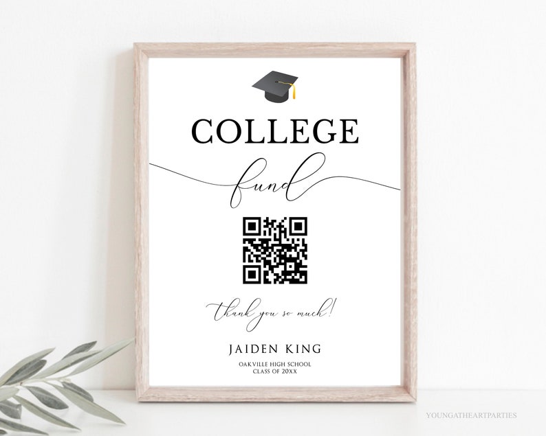 College Fund QR Code Sign Template Venmo QR Code Modern - Etsy