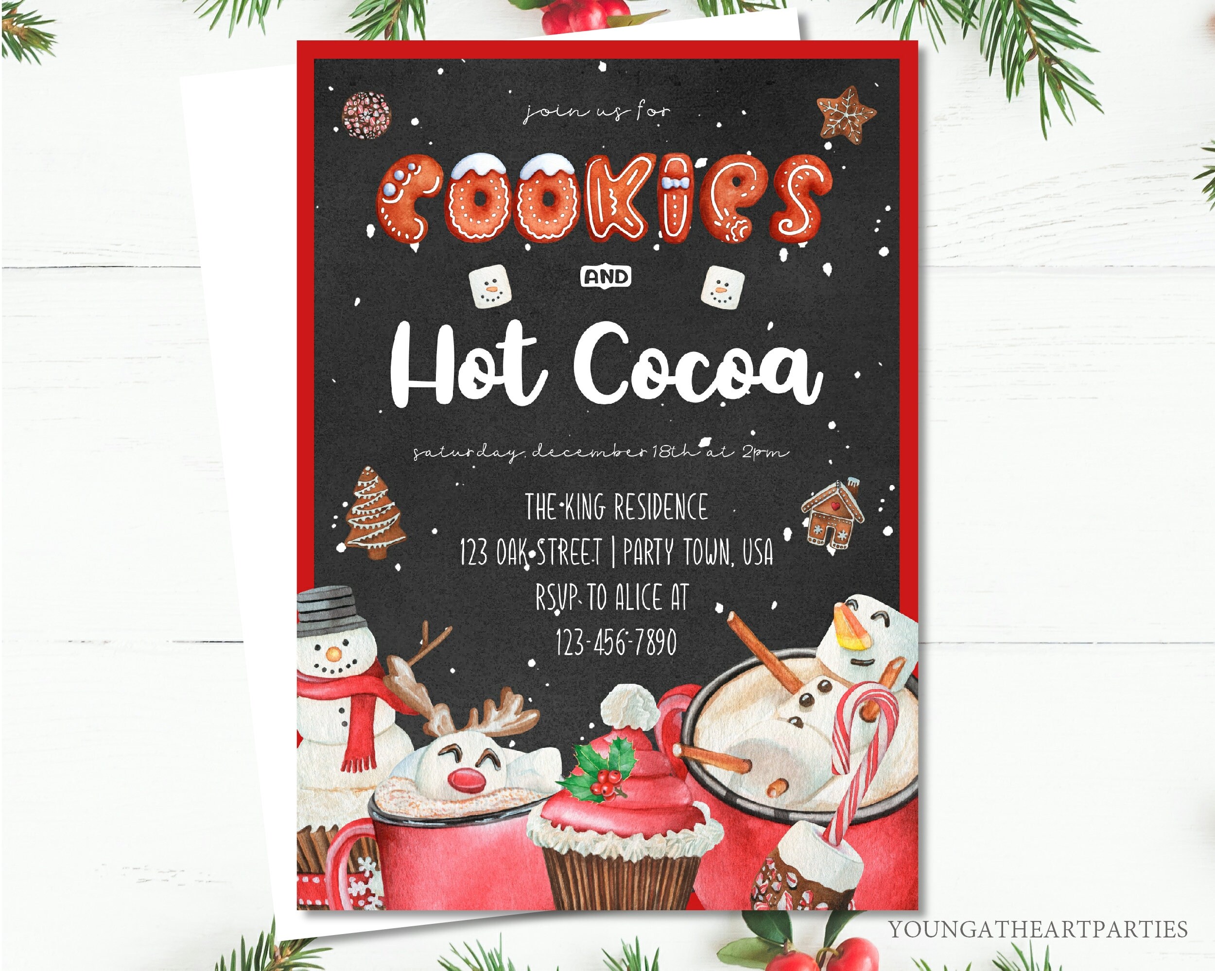 Editable Cookies and Cocoa Party Invitation Cookies & Cocoa | Etsy