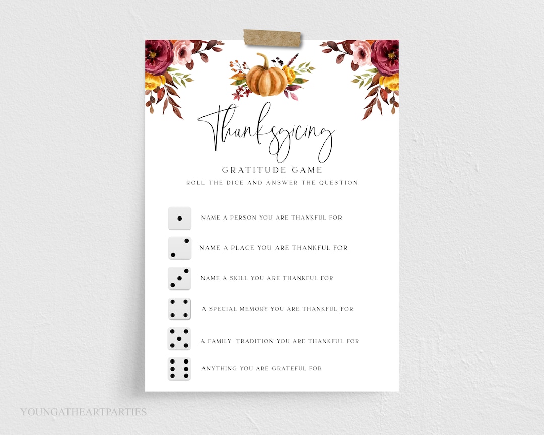 Editable Thanksgiving Gratitude Dice Game, Thanksgiving Family Dice ...