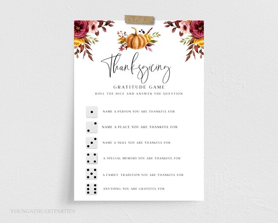 Editable Thanksgiving Gratitude Dice Game, Thanksgiving Family Dice ...