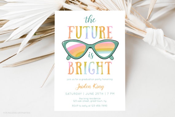 Graduation Party Invitation Template, The Future is Bright Graduation ...