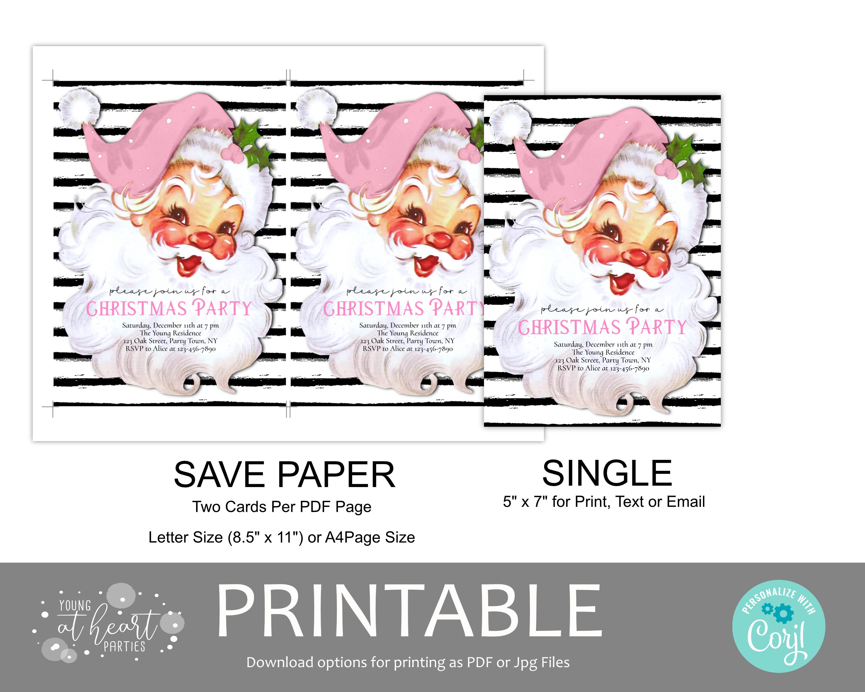 Pink Christmas Invitation Christmas Party Invitation - Etsy