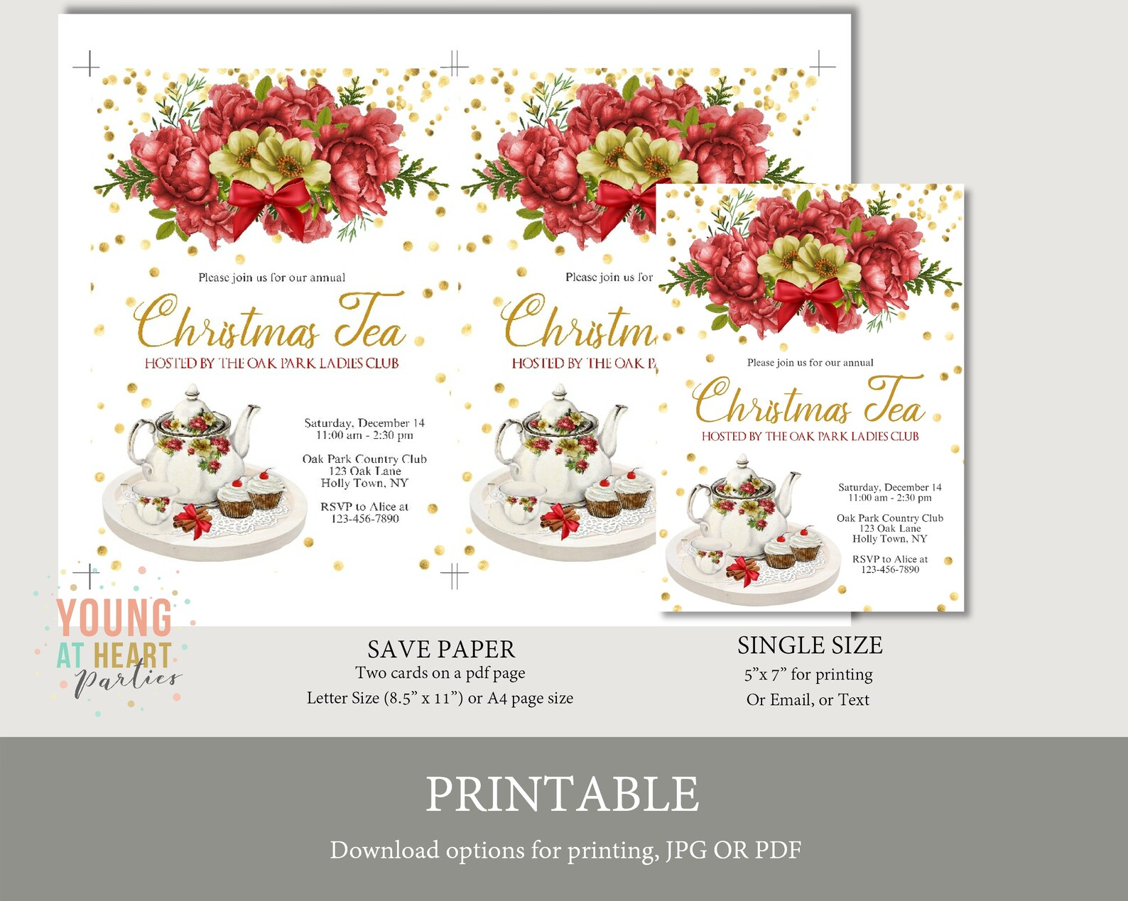 Christmas Tea Party Invitation Holiday Tea Party Invitation - Etsy Canada