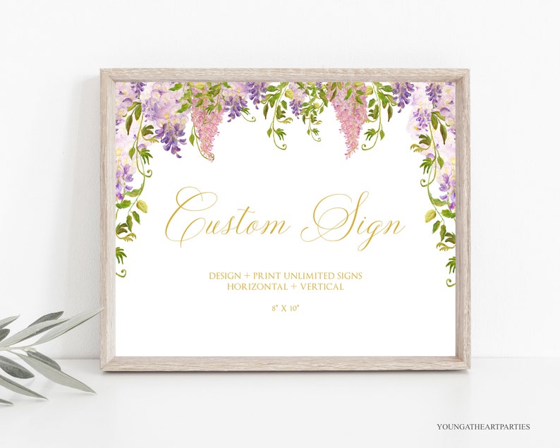 Editable Purple Pink Wisteria Custom Signs Make Your Own - Etsy