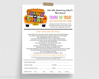 Editable Trunk or Treat Sign up Sheet, Printable Halloween Event ...