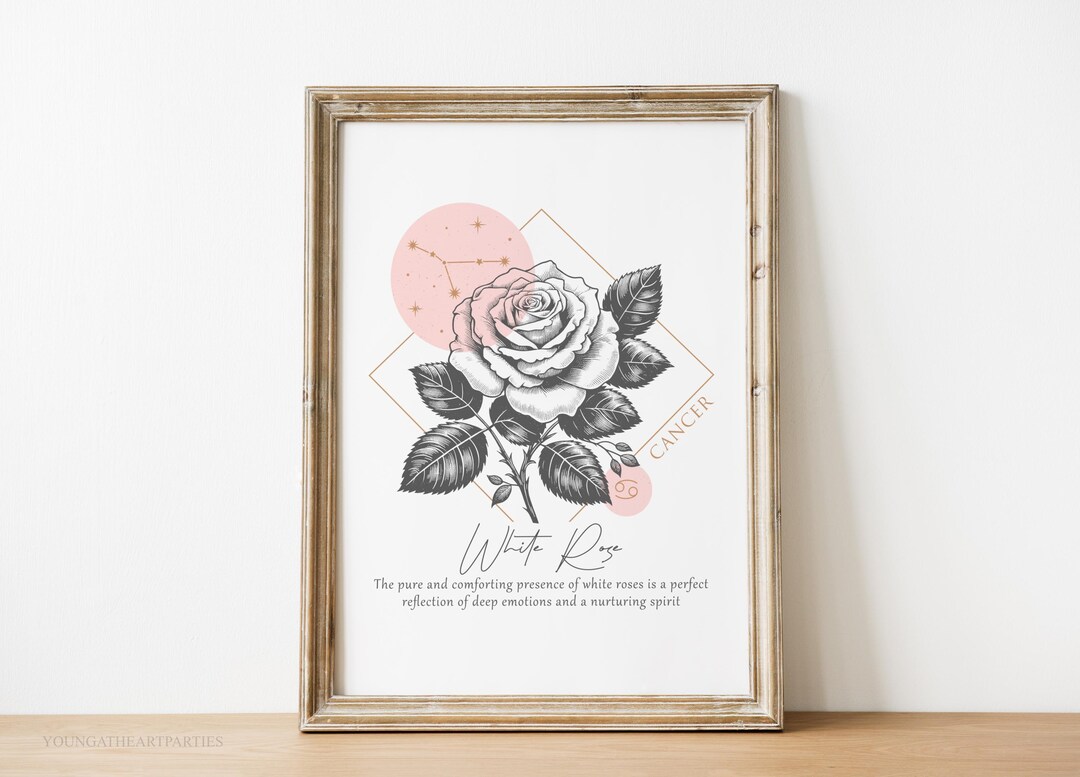 Cancer Birth Flower Month Art Print, Birth Flower Cancer Zodiac Poster ...