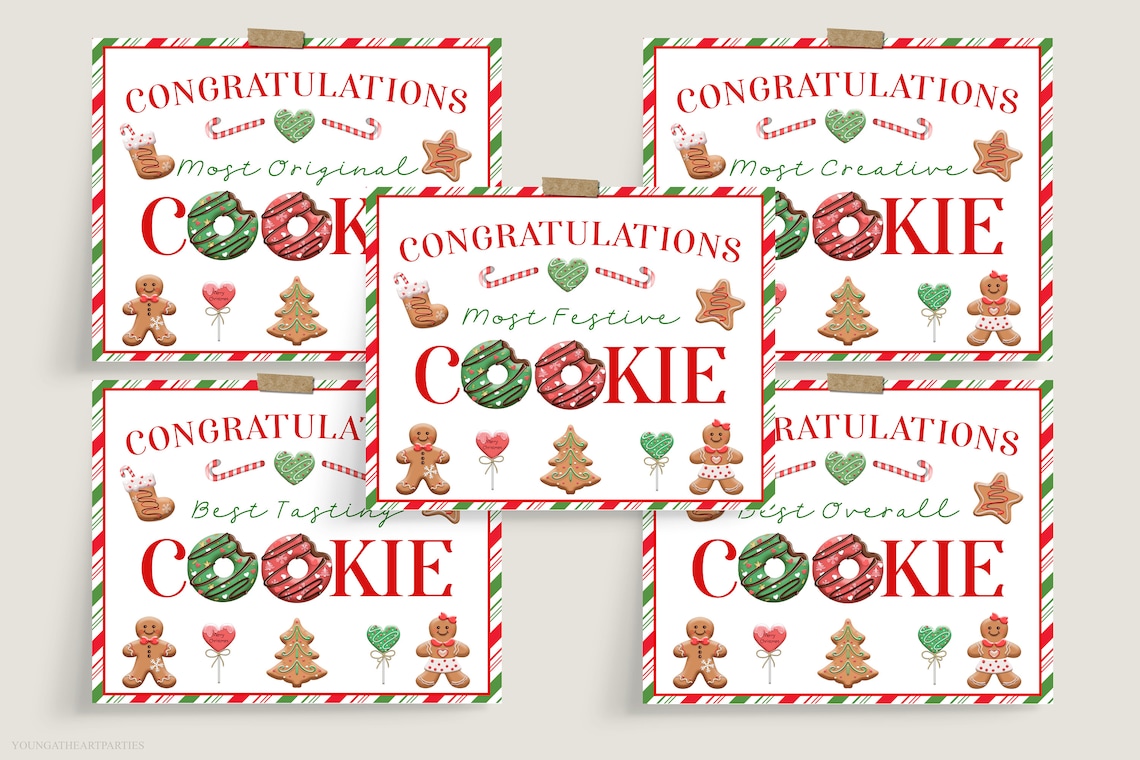 EDITABLE Christmas Cookie Award Certificates Cookie Exchange - Etsy