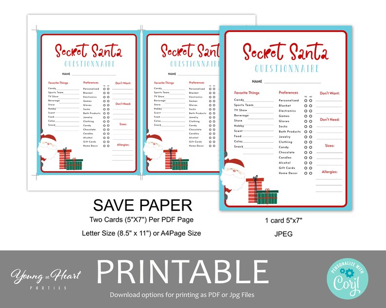 Editable Secret Santa Template Bundle Printable Secret Santa - Etsy
