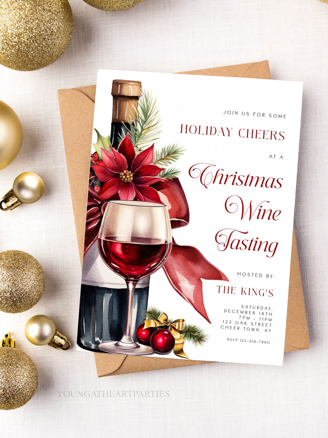 Holiday Wine Tasting Party Invite, Christmas Wine Tasting Party ...