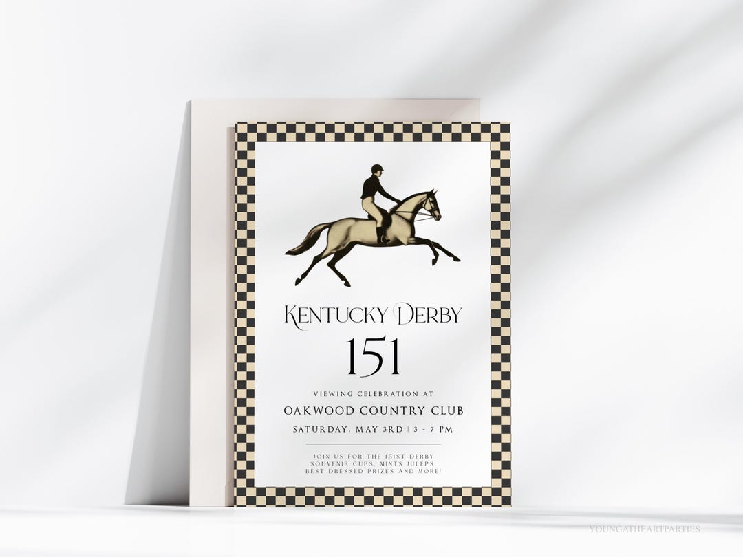 Minimalist Kentucky Derby Party Invitation Template, Vintage Kentucky ...